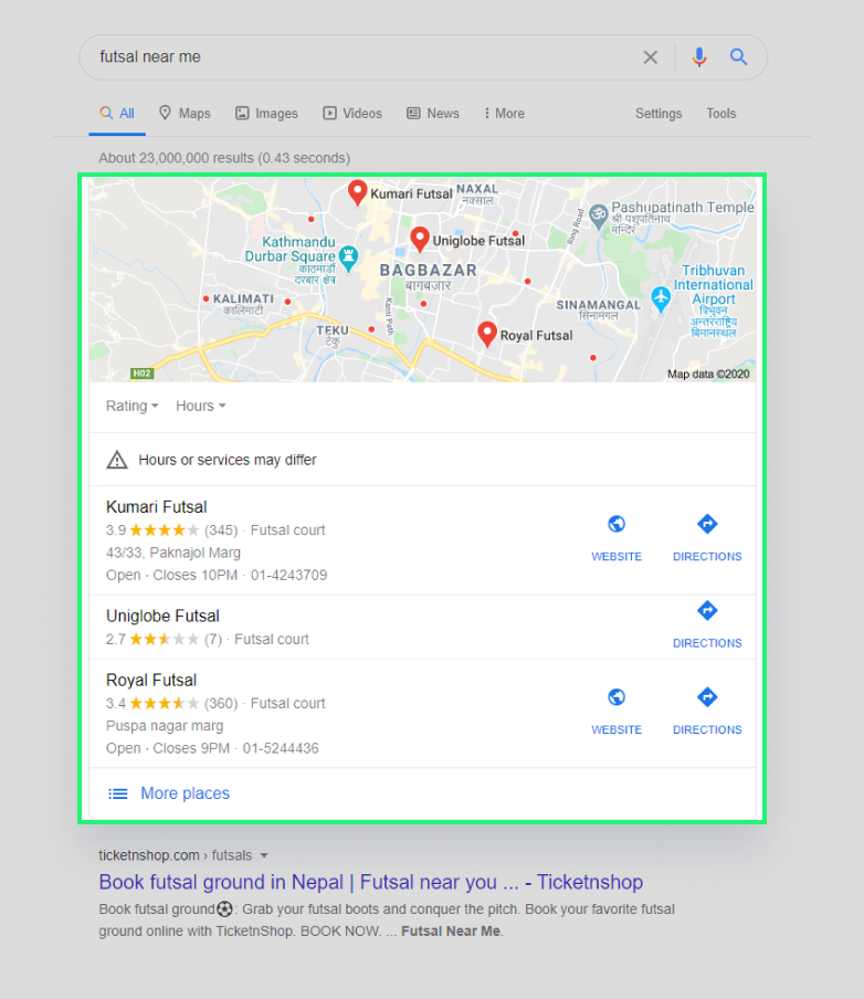 Google SERP - What Search Results Look Like in Nepal?